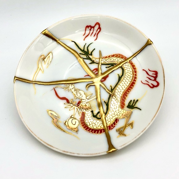 Vintage | Accents | Kintsugi Plate Japanese Satsuma Dragonware Moriage ...